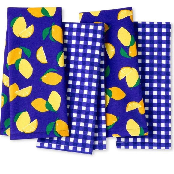 kate spade | Kitchen | Kate Spade Nwt Blue And Yellow Lemon Party 4 ...